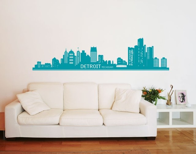 Detroit City Skyline, Cityscape Wall Decal - Contemporary - Wall Decals ...