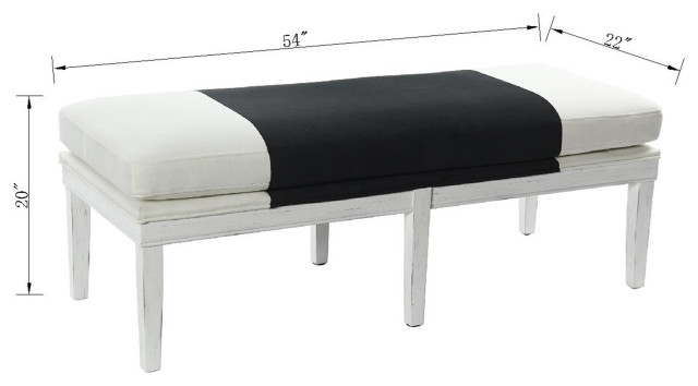 Dann Foley Six Leg Bench Two Tone White and Black Upholstery ...