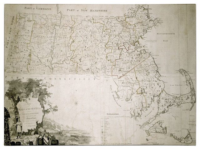 'Map of the State of Massachusetts, 1801' Canvas Art, 14" x 19 ...