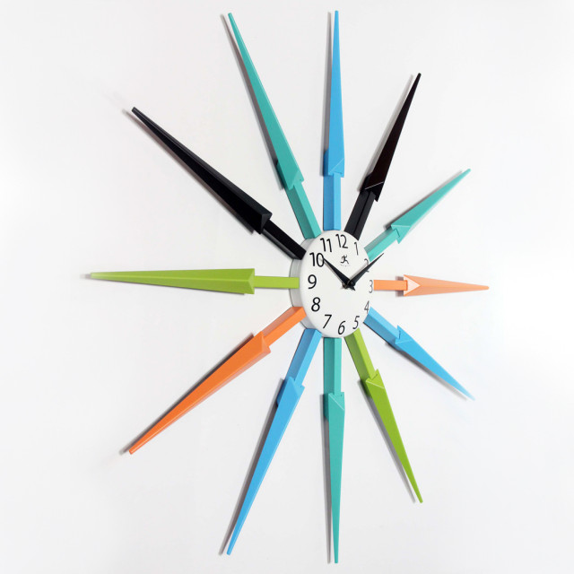 Celeste Multicolored 24" Sunburst Wall Clock - Midcentury - Wall Clocks - by Infinity ...
