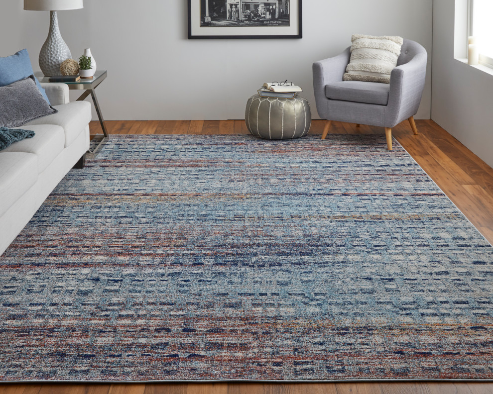 Weave & Wander Adelmo Abstract Contemporary Rug, Blue/Multi, 10'x14 ...