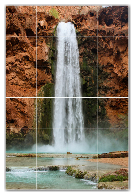 Waterfalls Ceramic Tile Wall Mural HZ501104, 32" Wide x 48" High ...