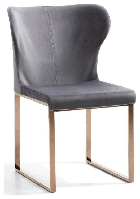 High Wing Back Metal Armless Dining Chair With Sled Base, Gray and ...