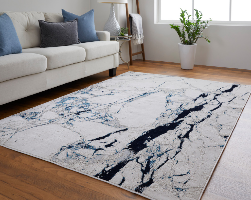 Weave & Wander Armada Modern Ivory/Blue Rug - Contemporary - Area Rugs ...
