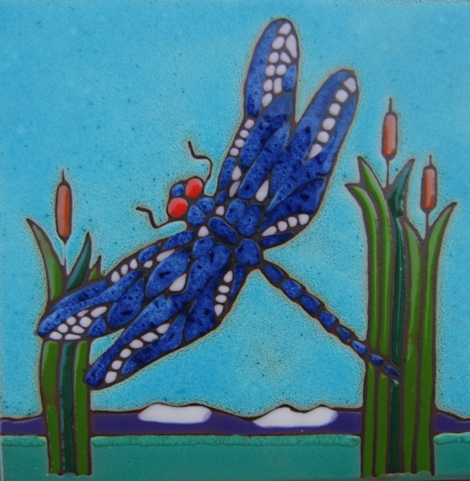 Dragonfly Hand Painted in USA Ceramic Tile - Farmhouse - Wall And Floor ...