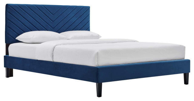 Roxanne Performance Velvet King Platform Bed Contemporary Platform