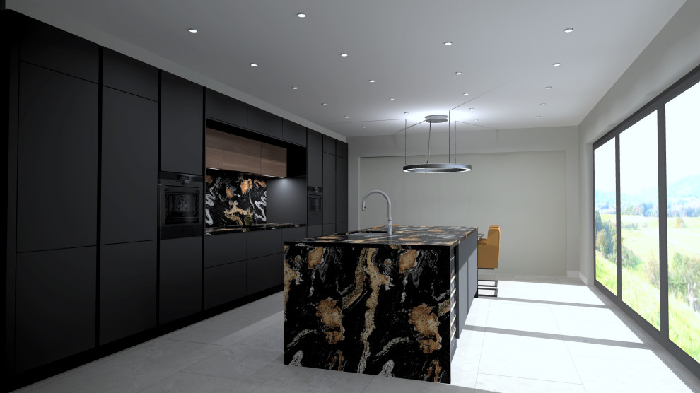 Black Handless Kitchen Design - Modern - Kitchen - Other - by Kirsten ...