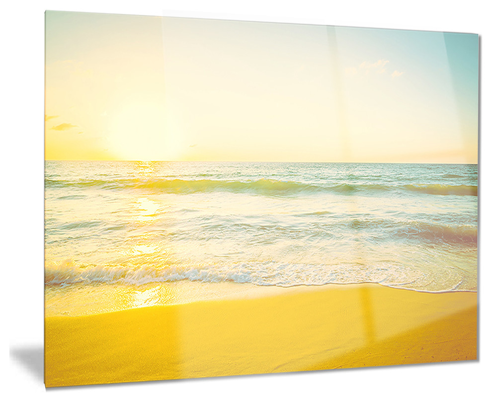 "Calm and Colorful Sunset at Beach" Photo Metal Art, 28"x12" - Beach ...
