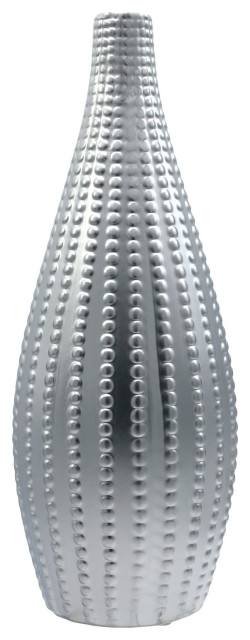 Round Bellied Vase with Vertical Dotted Design, Set of 2, Silver ...