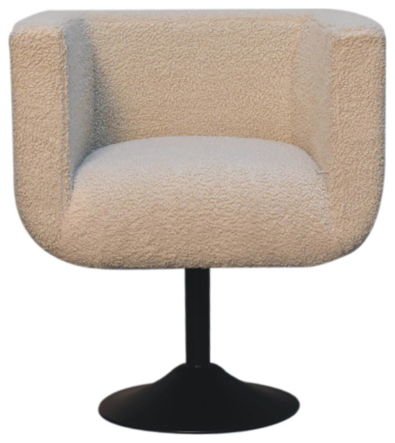 Cream Boucle Swivel Chair - Transitional - Armchairs And Accent Chairs ...