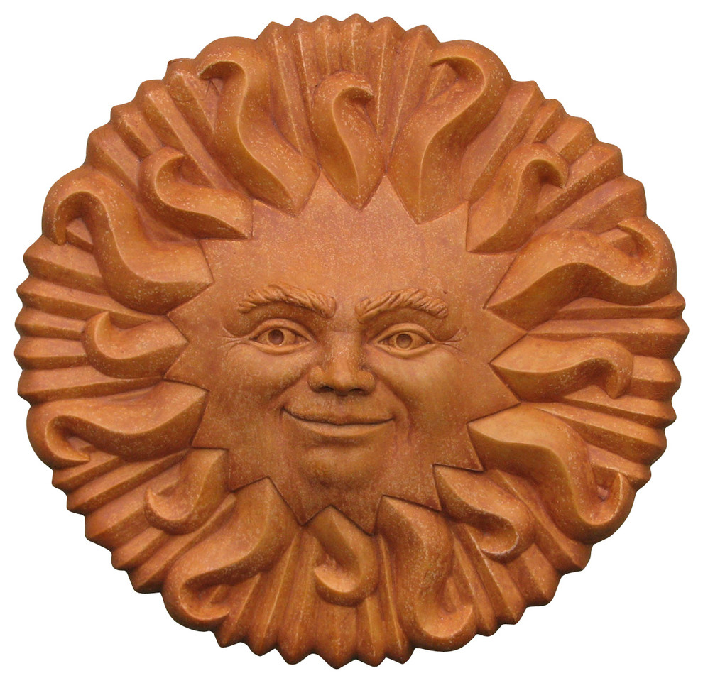 Smiling Sun Plaque Garden Statue - Contemporary - Garden Statues And ...