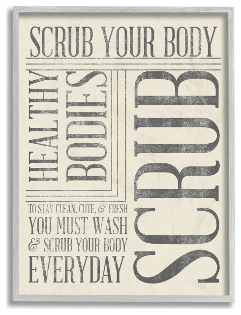 Stupell Industries Scrub Your Body Typography Bathroom, 11 x 14 ...