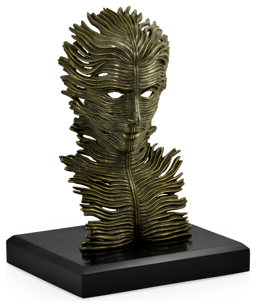 Antique Dark Bronze Mask Sculpture - Contemporary - Decorative Objects ...