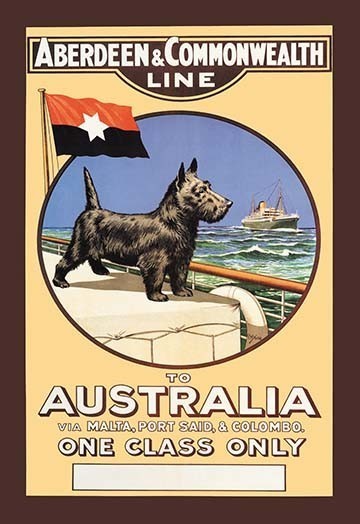 Aberdeen and Commonwealth Cruise Line to Australia, 12" x 18 ...