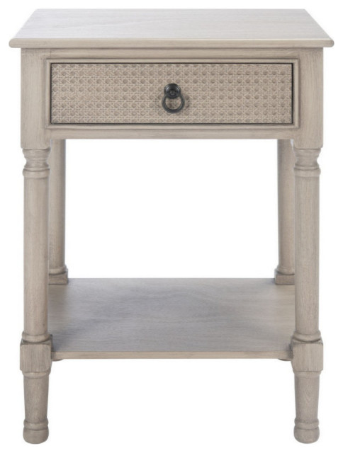 Amos 1 Drawer Accent Table, Greige - Traditional - Side Tables And End ...