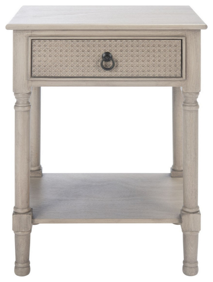 Amos 1 Drawer Accent Table, Greige - Traditional - Side Tables And End ...