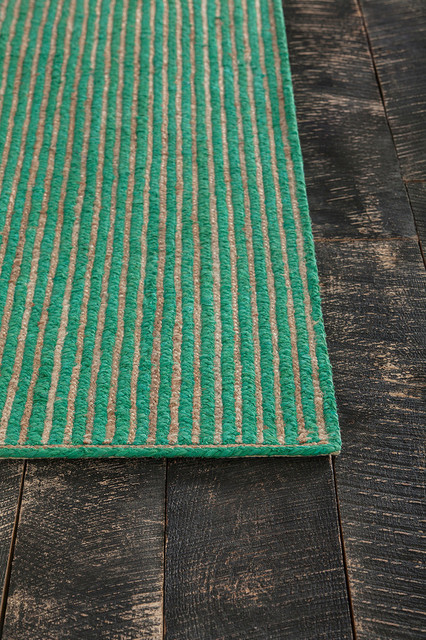 Alyssa Subtle Stripe Contemporary Area Rug, Dark Green, 3'x5 ...