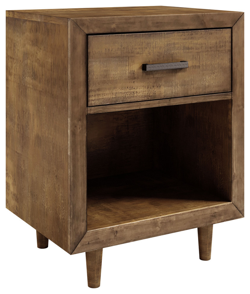 Silas Retro Mid-Century Wood Night Stand - Midcentury - Nightstands And ...