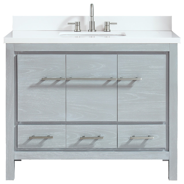 Azzuri Riley Vanity Combo, Sea Salt Gray With White Quartz Top, 43w X ...