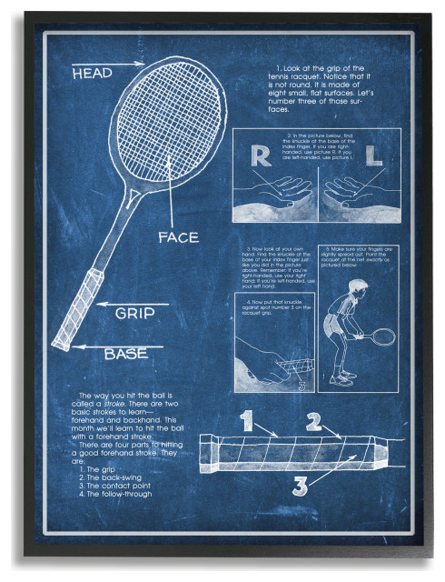 Tennis Racquet Blueprint Sports Design, 16"x20" - Contemporary - Prints ...