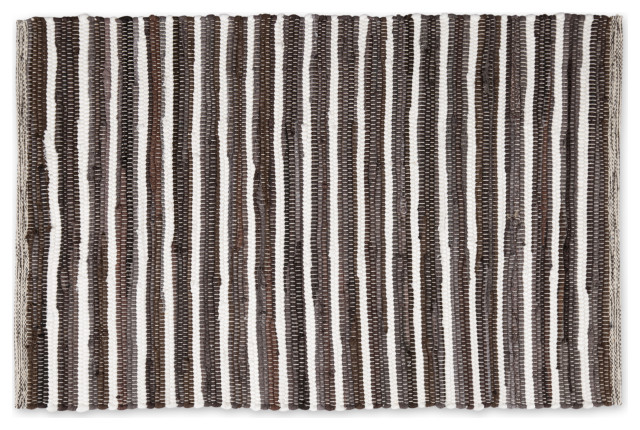 Dark Brown Slim Stripe Cotton Chindi Rug 4X6Ft - Contemporary - Area ...