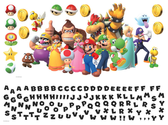 Super Mario Giant Peel & Stick Wall Decal With Alphabet - Traditional ...