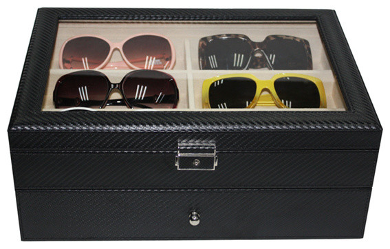 12-Piece Eyeglass Display Case for Large Sunglasses Black Carbon Fiber ...