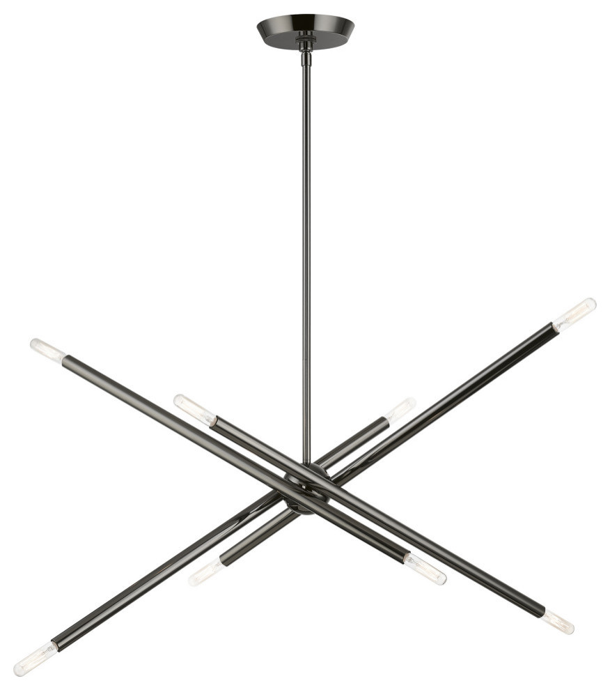 Soho 8 Light Black Chrome Linear Chandelier - Midcentury - Chandeliers ...