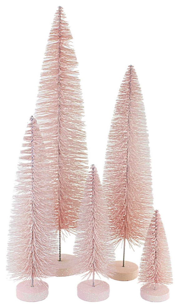Cody Foster Pink Iridescent Trees Bottle Brush Set Of 5, 19 In H X 4.5 ...