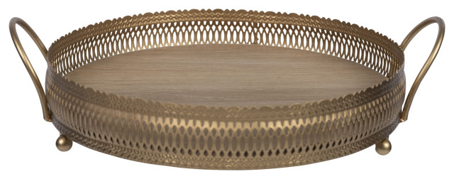 Antique Gold Rimmed Decorative Tray - Traditional - Serving Trays - by ...