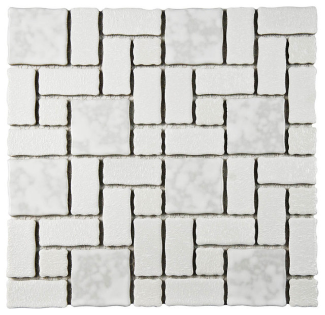 Academy Porcelain Mosaic Floor and Wall Tile, White, Sample ...