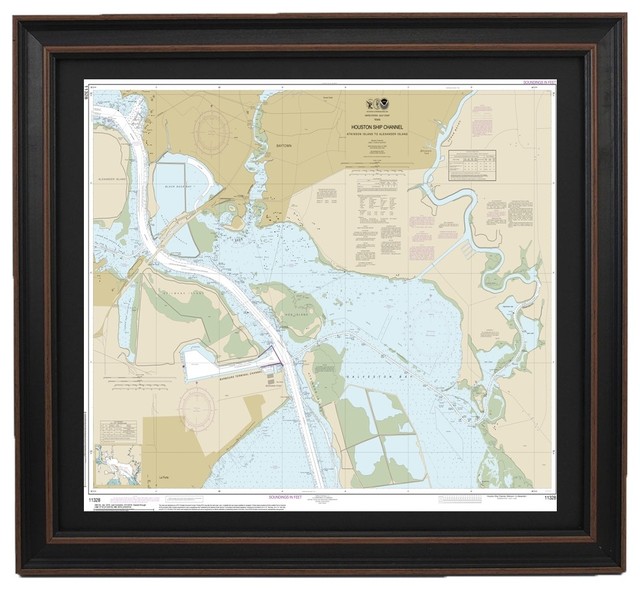 Nautical Chart, Houston Ship Channel - Traditional - Prints And Posters ...