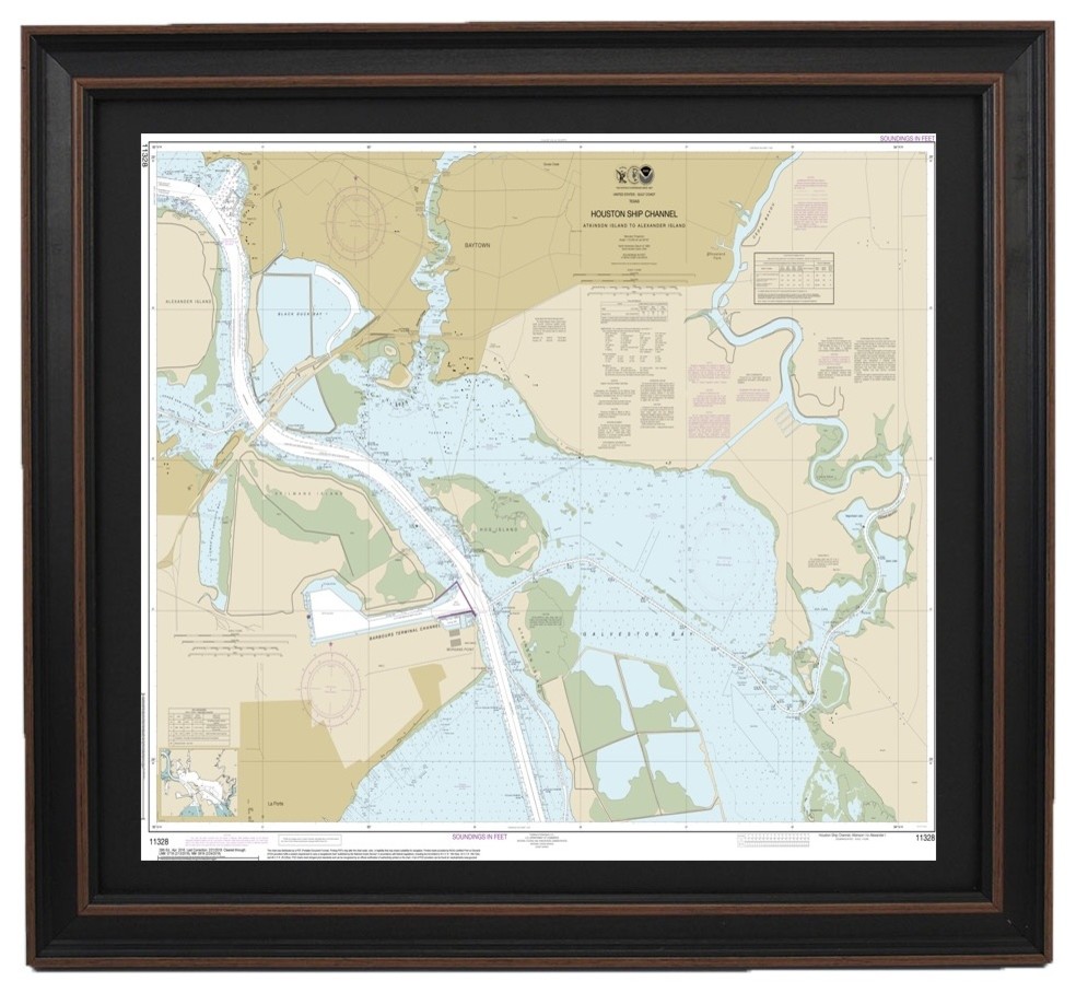 Nautical Chart, Houston Ship Channel - Traditional - Prints And Posters ...