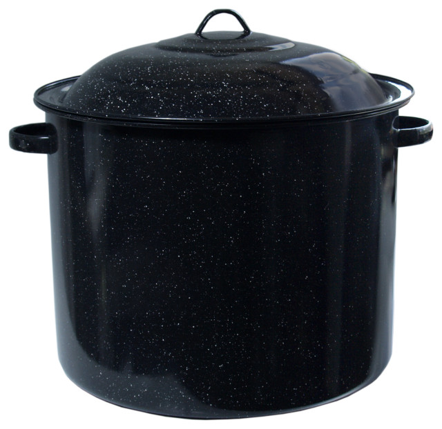 Cinsa Black Enameled Steel Stock Pot with Lid, 34 Quart - Factory ...