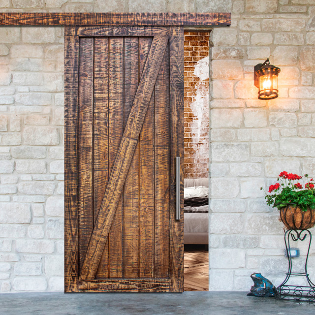 Rustic Ranch Barn Door with Saw Pattern, 48"x84" - Contemporary ...