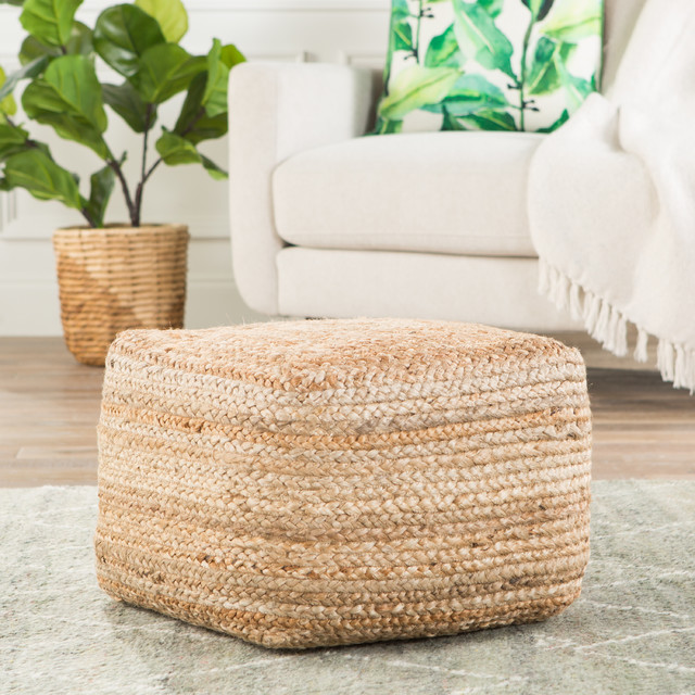 Jaipur Living Boysen Beige Solid Square Pouf - Beach Style - Floor Pillows And Poufs - by ...