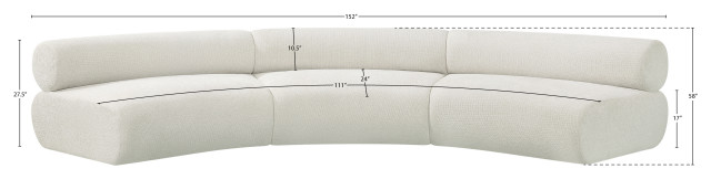 Bale Cream Chenille Fabric Modular Sofa, 3-Piece - Transitional - Sofas ...