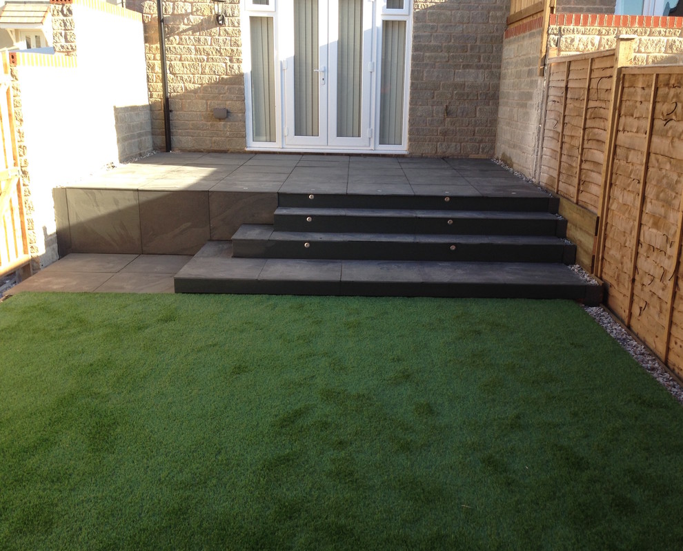 Swindon Modern Contemporary Garden Design - Completed Split Level Patio ...