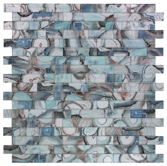 Mosaic Linear Glass Tiles, Shell Green - Contemporary - Mosaic Tile ...