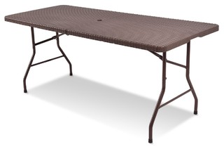 Modern 6' Portable Folding Rattan Table - Contemporary - Folding Tables ...