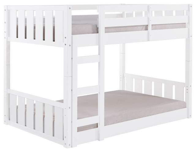 Traditional Twin over Twin Solid Wood Stackable Slat Bunk Bed – White ...