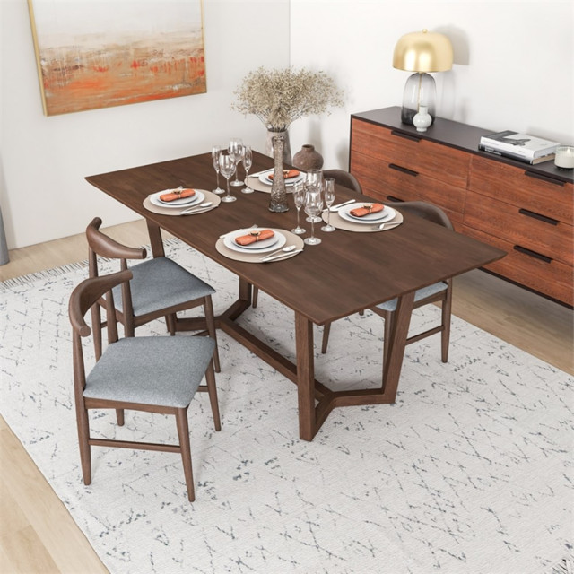 Otis Modern Solid Wood Walnut Dining Room & Kitchen Table and 4 Chair ...