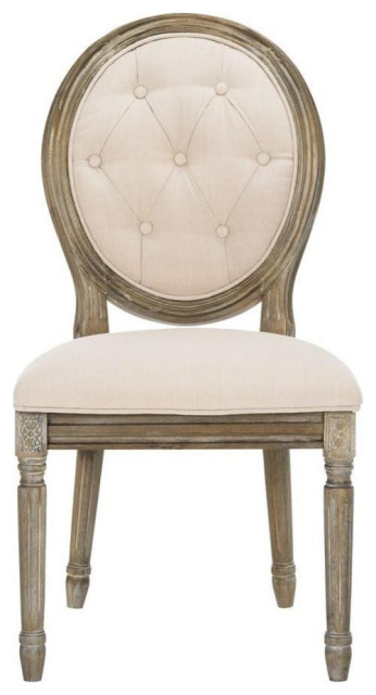 Ciley Tufted Oval Side Chair Set of 2 Beige / Rustic Oak - French ...