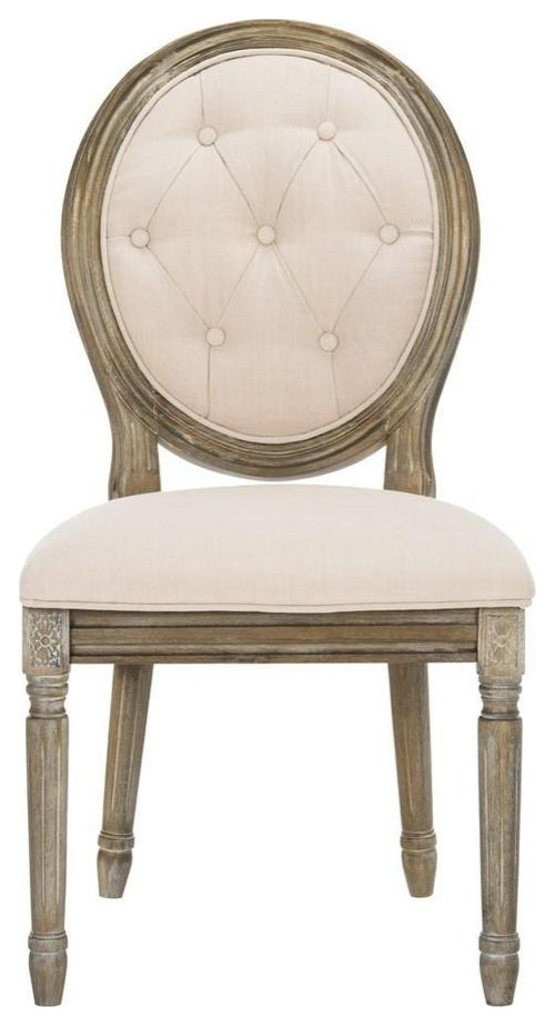 Ciley Tufted Oval Side Chair Set of 2 Beige / Rustic Oak - French ...