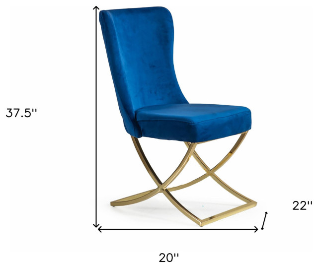 Set of Two Tufted Blue And Gold Upholstered Microfiber Dining Side ...