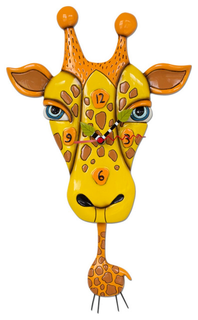 Allen Designs Jaffy the Giraffe Animal Battery Wall Clock with Pendulum ...