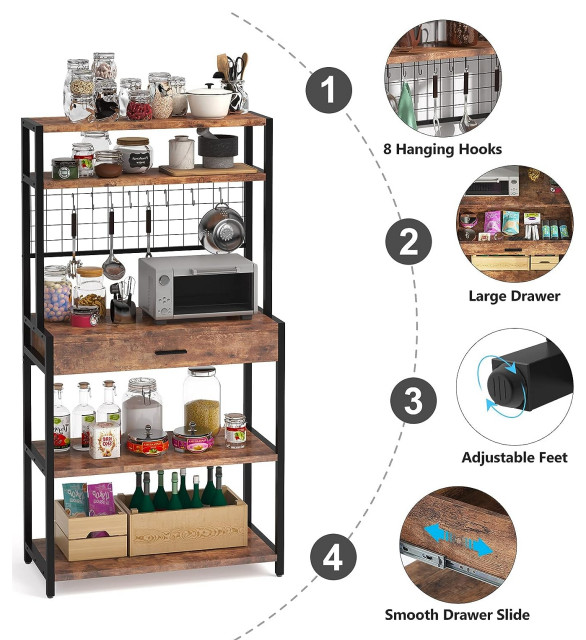 Tribesigns Kitchen Bakers Rack, 5-Tier Kitchen Utility Storage Shelf ...
