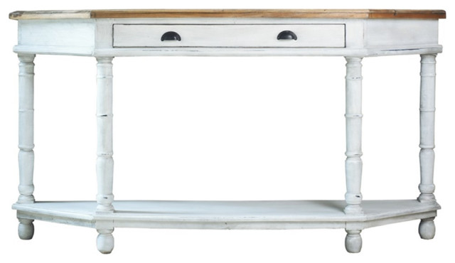 Sunset Trading Cottage Display Table White/Brown Solid Wood Fully ...