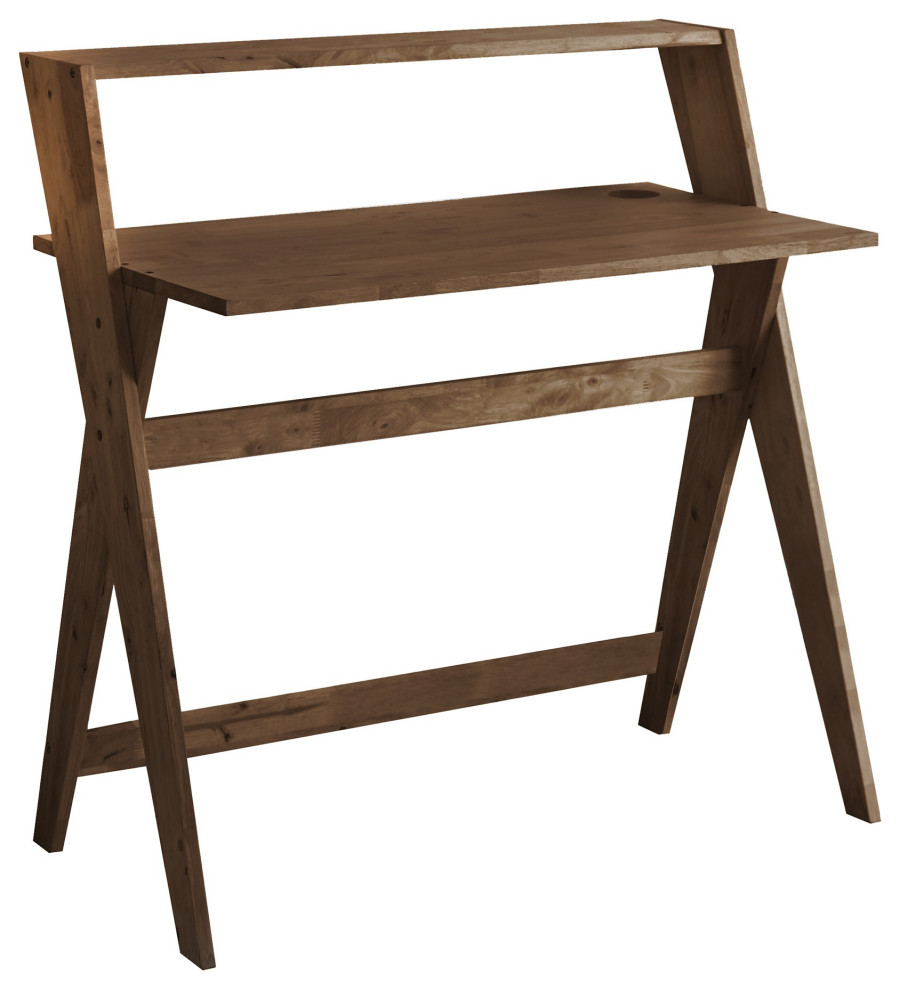 Modern Espresso Wood Crisscross Study Desk - Transitional - Desks And ...