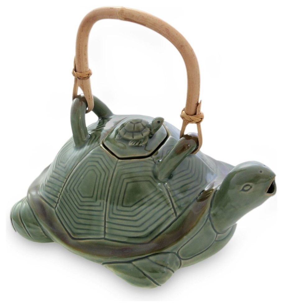 Ceramic Teapot, 'Mother Sea Turtle', Indonesia - Beach Style - Teapots ...
